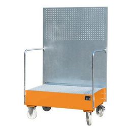 Bauer Fahrbare Auffangwanne, aus Stahl, 215 l Auffangvolumen f&uuml;r 2 x 200-Liter F&auml;sser, orange lackiert