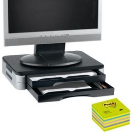 Monitor-/Printer-Stand + Post it W&uuml;rfel neongr&uuml;n 76x76 mm, GRATIS