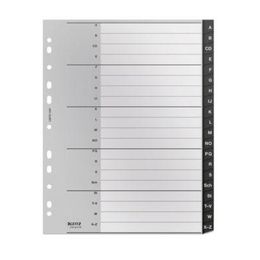 Leitz&reg; Registermappe Recycle, A4, beschreibbar, Universalllochung, zu 100 % recycelbar, Kunststoff, schwarz, Taben A-Z