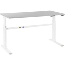 Sch&auml;fer Shop Sch&auml;fer Shop Select Schreibtisch, elektrisch h&ouml;henverstellbar, Rechteck, C-Fu&szlig;, B 1600 x T 800 x H 725-1185 mm, lichtgrau/wei&szlig;