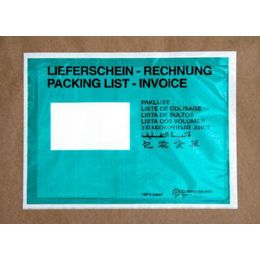 Papier-Dokumententasche/Lieferscheintasche SecurePack, C5, Fenster links, mit Aufdruck, selbstklebend, 100 % recycelbares Pergaminpapier, gr&uuml;n, 250 St&uuml;ck