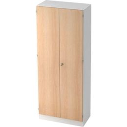 Aktenschrank, 5 OH, abschlie&szlig;bar, B 800 x T 420 x H 2004 mm, wei&szlig;/Eiche
