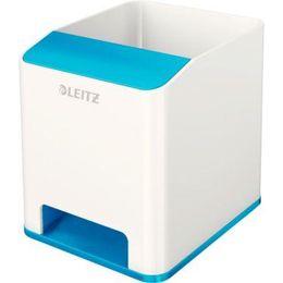 Stiftehalter Leitz WOW Sound, 1 Fach, Smartphone-Fach mit Soundverst&auml;rkung, wei&szlig;/blau