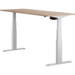 Sch&auml;fer Shop Sch&auml;fer Shop Select Schreibtisch ERGO-T, elektrisch h&ouml;henverstellbar, Rechteck, T-Fu&szlig;, B 1800 x T 800 x H 640-1300 mm, Eiche/wei&szlig;aluminium
