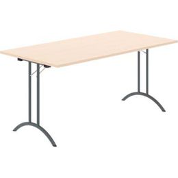 Sch&auml;fer Shop Sch&auml;fer Shop Select Klapptisch, Rechteck, Doppel-T-Fu&szlig;gestell, Spezial-Klappbeschlag & Bodenausgleich, B 1600 x T 800 x H 720 mm, Ahorn-Dekor/anthrazit