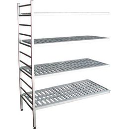 Aluminium-Steckregal, Anbaufeld, mit 4 Kunststoff-Rost-Fachb&ouml;den, H 1800 x B 1000 x T 500 mm