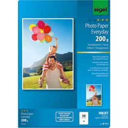 Sigel Inkjet-Fotopapier Everyday, DIN A4, 200g/qm, 50 Blatt