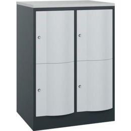 C+P Schlie&szlig;fachschrank Resisto, 2 Abteile, 4 F&auml;cher, B 772 x T 640 x H 1077 mm, Anthrazitgrau/Lichtgrau