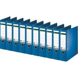 Leitz&reg; Ordner 1007/1008, DIN A4, R&uuml;ckenbreite 80 mm, 10 St&uuml;ck, blau