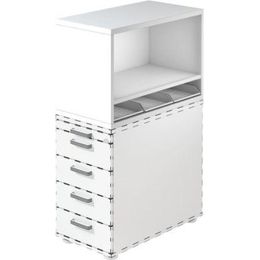 Aufsatzregal Breno, f&uuml;r Standcontainer Breno, inkl. 3 Kunststoffeins&auml;tze, B 428 x T 800 x H 530 mm, Spanplatte, Wei&szlig;