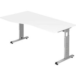 Schreibtisch Freiform ULM, li. od. rechts, B 1800 x T 800/1000 x H 650-850 mm, wei&szlig;