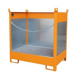 Fass-Stapelpalette Bauer FSP-2 G, Spritzschutzwand 3-seitig, Kap. 2 x 200 l Fass, orange