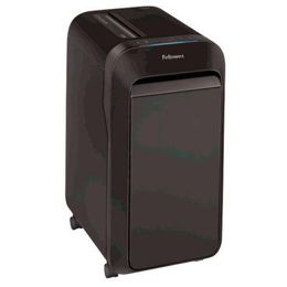 Aktenvernichter Fellowes&reg; Microshred LX 221, Mikropartikelschnitt 2 x 12 mm, P-5, 30 l, 20 Blatt Schnittleistung, mit Rollen, schwarz