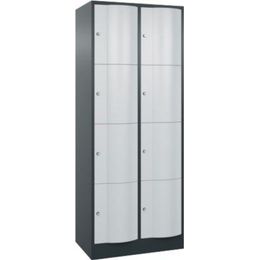 C+P Schlie&szlig;fachschrank Resisto, 2 Abteile, 8 F&auml;cher, B 772 x T 540 x H 1950 mm, Lichtgrau/Anthrazitgrau