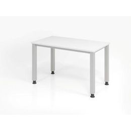 Home Office Tisch, Rechteck, 4-Fu&szlig; Quadratrohr, B 1200 x T 672 x H 685-810 mm, wei&szlig;/silber