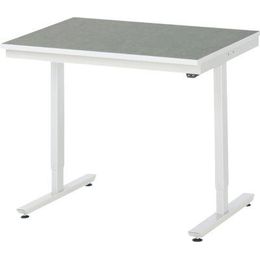 Rau Arbeitstisch Adlatus, elektrisch h&ouml;henverstellbar, 25 mm Spanplatte, Linoleumbelag, 150 kg, B 1000 x T 800 x H 720-1120 mm, hellgRau/lichtgRau