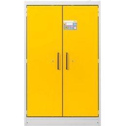 CEMO Sicherheitsschrank Typ 90 PROline 12/20, selbstschlie&szlig;ende T&uuml;ren, B 1200 x T 600 x H 1950 mm, 33 Liter, grau/verkehrsgelb
