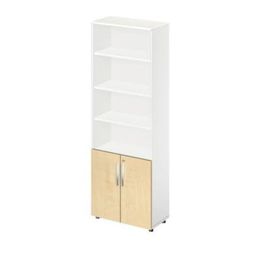 Sch&auml;fer Shop Sch&auml;fer Shop Select Kombischrank LOGIN, oben 4 Regale, unten 2 Ordnerh&ouml;hen mit T&uuml;ren, B 800 x T 420 x H 2240 mm, wei&szlig;/Ahorn Dekor