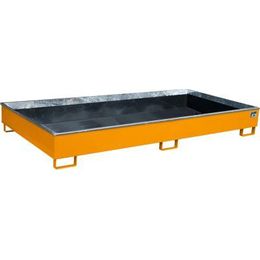 Bauer Regalwanne RW 2700-2 PE, mit PE-Einsatz, L 2665 x B 1315 x H 305 mm, gelborange RAL 2000