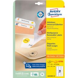 Avery Zweckform Universal-Etiketten, 63,5 x 38,1 mm, wiederabl&ouml;sbar, 525 + 105 St&uuml;ck