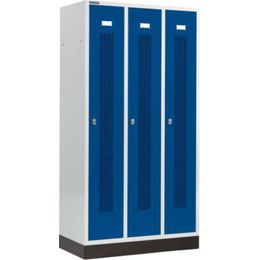 Sch&auml;fer Shop Sch&auml;fer Shop Select Kleiderspind, mit gelochten Streifen, 3 Abteile, 300 mm, mit Sockel, Drehriegelverschluss, T&uuml;r enzianblau