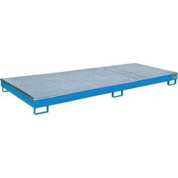 Bauer Regalwanne RW-GR 3300-1 PE, mit Gitterrost und PE-Einsatz, B 3262 x T 1312 x H 195 mm, bis 240 l, Stahl lackiert, lichtblau