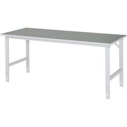 Rau Arbeitstisch Tom, manuell h&ouml;henverstellbar, 25 mm Spanplatte mit Linoleumbelag, bis 500 kg, B 2000 x T 800 x H 760-1080 mm, hellgRau/lichtgRau