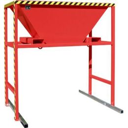 Bauer BTM Bef&uuml;lltrichter, Stahlblech, mobil und station&auml;r, Einfahrtaschen, L 1700 x B 1980 x H 2050 mm, lackiert, feuerrot RAL 3000