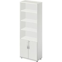 Sch&auml;fer Shop Sch&auml;fer Shop Select Kombischrank LOGIN, oben 4 Regale, unten 2 Ordnerh&ouml;hen mit T&uuml;ren, B 800 x T 420 x H 2240 mm, lichtgrau/lichtgrau