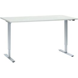 Sch&auml;fer Shop Sch&auml;fer Shop Select Schreibtisch, elektrisch h&ouml;henverstellbar, Rechteck, T-Fu&szlig;, B 1600 x T 800 x H 705-1205 mm, lichtgrau/wei&szlig;aluminium