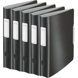 Leitz&reg; Ordner Active Style, DIN A4, R&uuml;ckenbreite 65 mm, 5 St&uuml;ck, satin schwarz