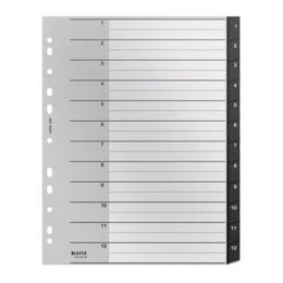 Leitz&reg; Registermappe Recycle, A4, beschreibbar, Universalllochung, zu 100 % recycelbar, Kunststoff, schwarz, Taben 1-12