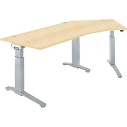 Sch&auml;fer Shop Sch&auml;fer Shop Genius Schreibtisch ERGOSTYLE S, 135&deg;, C-Fu&szlig; Gestell, Ansatz rechts, manuell h&ouml;henverstellbar, melaminharzbeschichtet, B 2165 x T 800 x H 675-895 mm, Ahorn/wei&szlig;aluminium