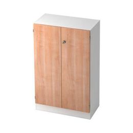 Aktenschrank, 3 OH, B 800 x T 420 x H 1270 mm, abschlie&szlig;bar, wei&szlig;/Nussbaum-Dekor