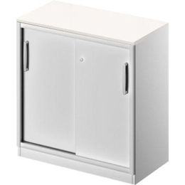 Sch&auml;fer Shop Sch&auml;fer Shop Genius Schiebet&uuml;renschrank TETRIS SOLID, 2 OH, B 800 mm, inkl. 19 mm Abdeckplatte, wei&szlig;/wei&szlig;alu