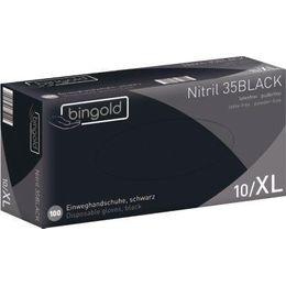 Schutzhandschuhe BINGOLD Nitril 35BLACK, Einweg, mikrotextuierte Fingerspitzen, puderfrei, Nitril, schwarz, Gr&ouml;&szlig;e XL, 100 St&uuml;ck