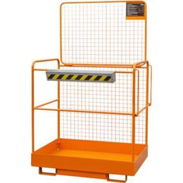 Arbeitskorb Bauer Typ SIKO-G, entspricht DGUV 208-031, bis 2 Personen & bis 300 kg, Standfl&auml;che 740 x 1140 mm, Werkzeugablage & Einfahrtaschen, Stahl