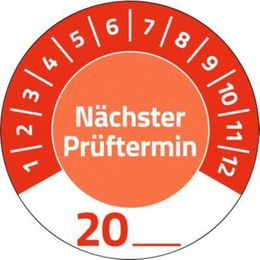 Avery Zweckform Pr&uuml;fplakette 7904 &bdquo;N&auml;chster Pr&uuml;ftermin&ldquo; 20__zum Selbereintragen, extrem robust, &Oslash; 30 mm, 80 St&uuml;ck/10 Bogen, Vinylfolie, rot
