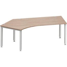 Sch&auml;fer Shop Sch&auml;fer Shop Genius Winkelschreibtisch MODENA FLEX 135&deg;, Ansatz links, 4-Fu&szlig;-Quadratrohr, B 2165 mm, Eiche-Dekor/wei&szlig;alu