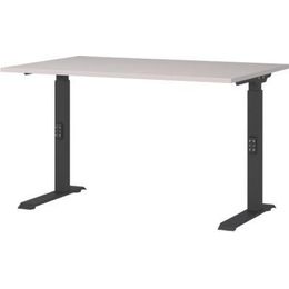 Schreibtisch Aalborg, mechanisch höhenverstellbar, bis 80 kg, Rechteck, C-Fuß, B 1200 x T 800 x H 680 - 910 mm, kaschmir/schwarzgrau