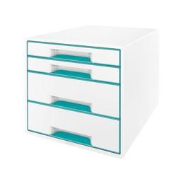 Leitz&reg; Schubladenbox WOW CUBE 5213, 4 Sch&uuml;be, DIN A4, Polystyrol, eisblau