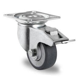 CASCOO Lenkrolle P2T2, mit Totalfeststeller, Rad-&oslash; 50 mm x B 19 mm, Polypropylen-Felge, Elastomer-Lauffl&auml;che, grau, Kugellager, bis 50 kg