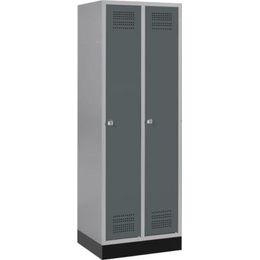 Sch&auml;fer Shop Sch&auml;fer Shop Genius Kleiderspind mit Sockel, 2 Abteile, Zylinderschloss, wei&szlig;aluminium/anthrazit