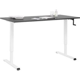Schreibtisch Multiflex, manuell h&ouml;henverstellbar mit Kurbel, B 1600 x T 800 x H 700-1180 mm, graphit/wei&szlig;