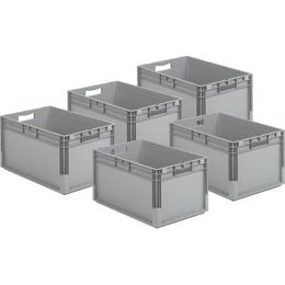 Sch&auml;fer Shop Sparset 5-teilig Euro Box ELB 6320, aus Polypropylen, Inhalt 64 l, grau, B 600 x T 400 x H 320 mm