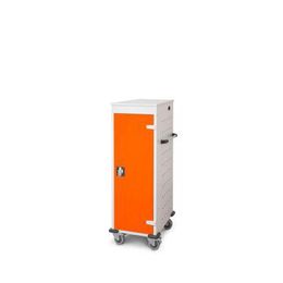 Laptopwagen mit Ladefunktion, 2-Punkt-Verriegelung, Feststellbremse, 10 F&auml;cher, B 530 x T 1250 x H 500, orange