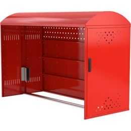 Anbausatz mit Seitenwand f&uuml;r Fahhradgarage BikeBox 1 B mit Bogendach, verkehrsrot RAL 3020