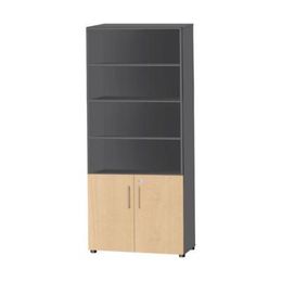 Sch&auml;fer Shop Sch&auml;fer Shop Select Kombischrank Start Off, 6 OH, 2 OH mit T&uuml;r, abschlie&szlig;bar, B 800 x T 420 x H 2240 mm, graphit/ahorn