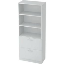 H&auml;ngeregistraturschrank JENA, 5 OH, B 800 mm, 2 Schubladen, abschlie&szlig;bar, lichtgrau