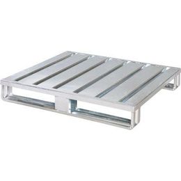 Stahlflachpalette, bis 1500 kg, geschlossenes Oberdeck, 2 Stahlkufen, L 1000 x B 800 x H 130 mm, Stahl, verzinkt